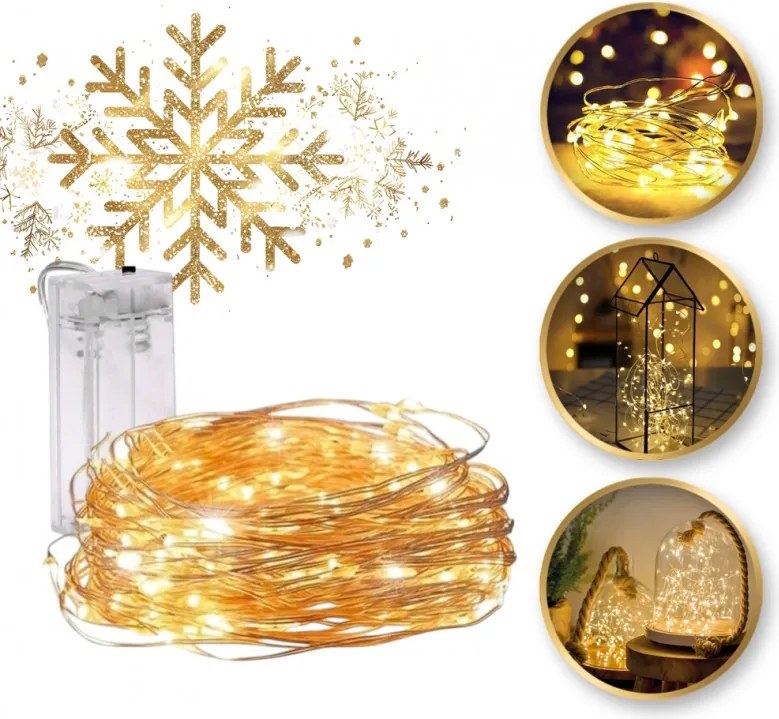 Vánoční světelný řetěz 20 LED, teplá bílá