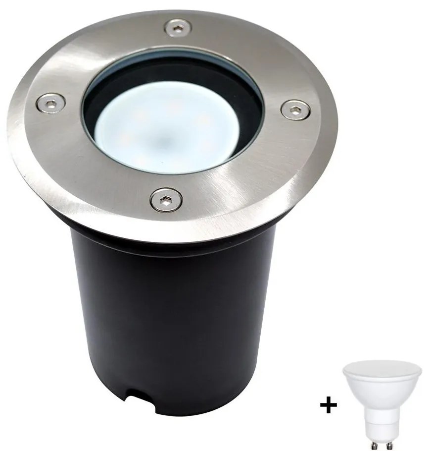 BOWI LED Venkovní nájezdové svítidlo 1xGU10/6W/230V IP67 matný chrom LEDBW0033