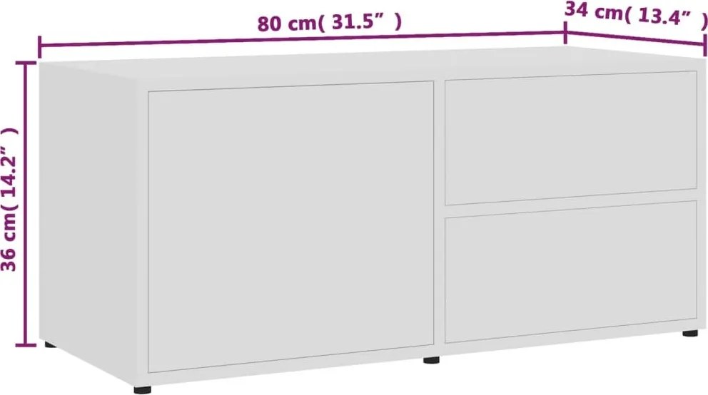 vidaXL TV stolek 80 x 34 x 36 cm dřevotříska [801850] Barva: Šedá