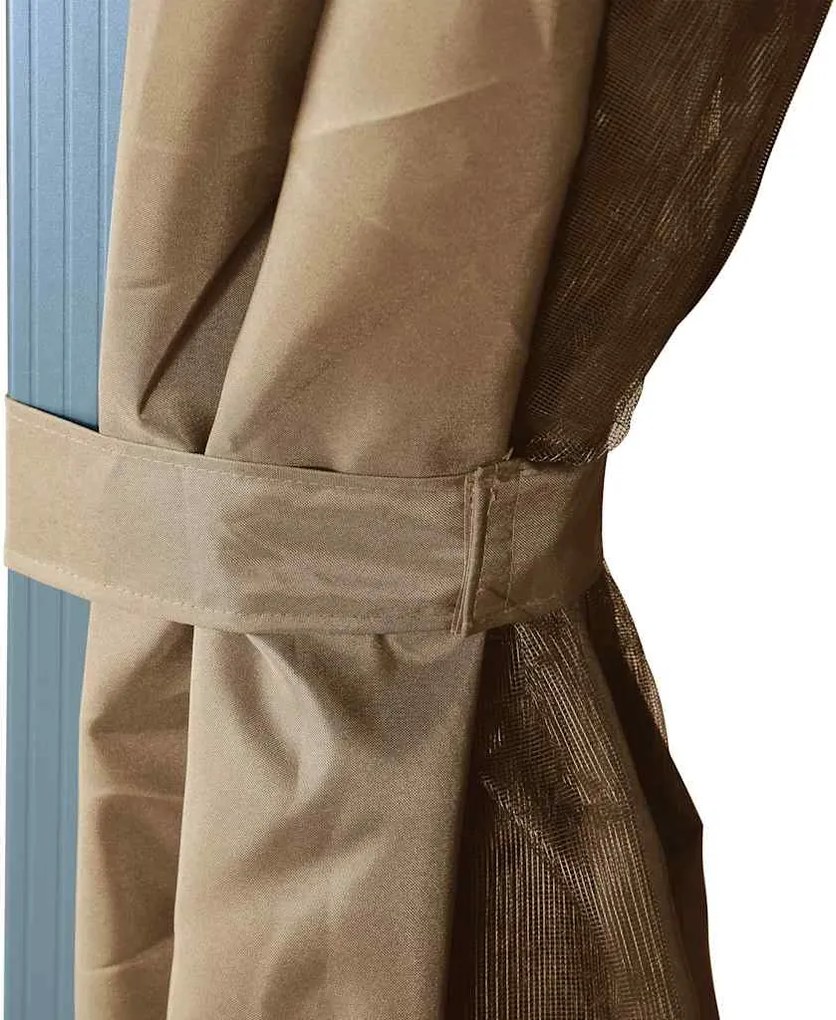 Altán se závěsy 300 x 300 cm taupe hliník 313893