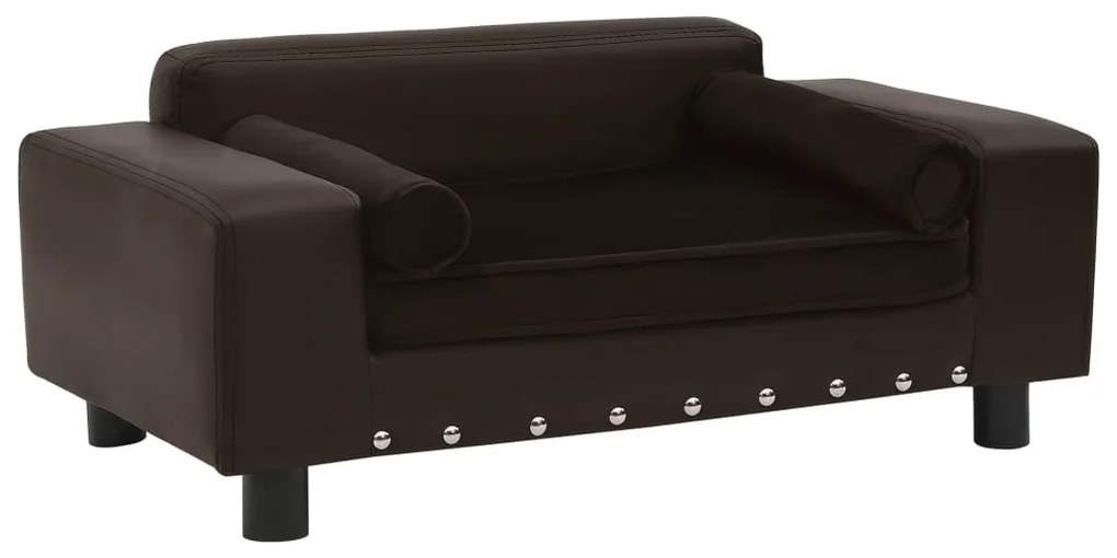 Pohovka pro psy hnědá 81 x 43 x 31 cm plyš a umělá kůže 170955