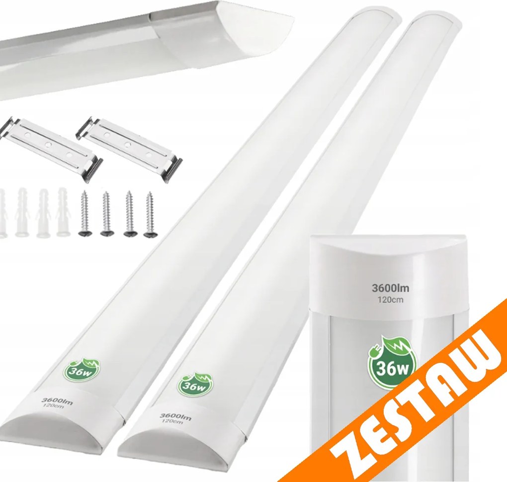 Sada 2 LED lamp 120cm přisazené panelové svítidlo 36W 3600lm denní světlo