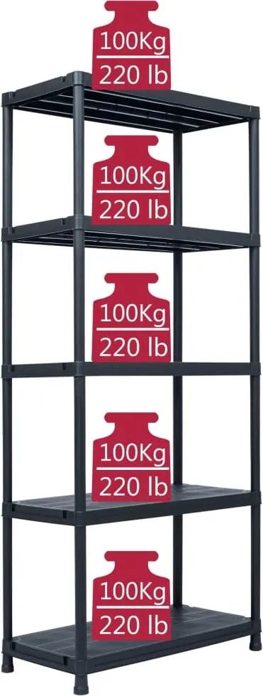vidaXL Skladový regál černý 500 kg 90 x 60 x 180 cm plastový [45677]