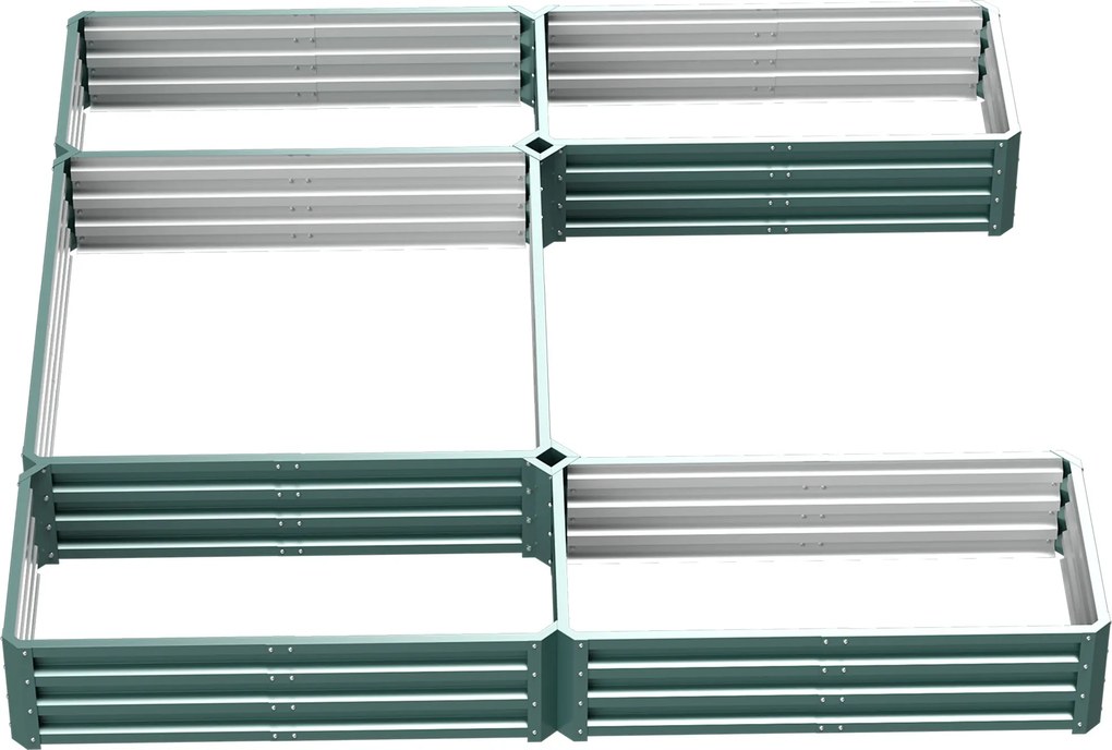 Outsunny Modulární ocelová zahradní čtvercová nádobka na zeleninu, sada 5 květináčů pro zeleninu, rostliny, květiny, rozměry 245L x 242W x 31H cm, zel