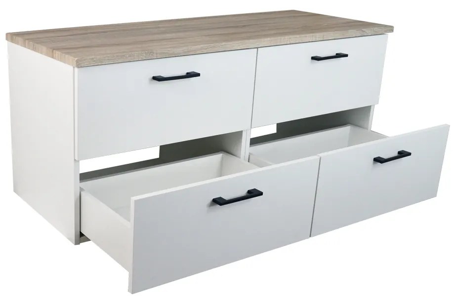 Comodo Koupelnová skříňka pod deskové umyvadlo Agria NEW W 120-HD - bílá/dub sonoma