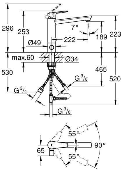 GROHE 31696000 - Dřezová baterie BAUEDGE lesklý chrom