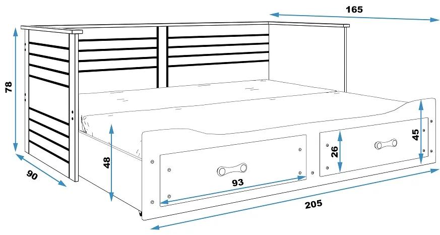 BMS Group Rozkládací postel Hermes 200x80 bez matrace Grafit