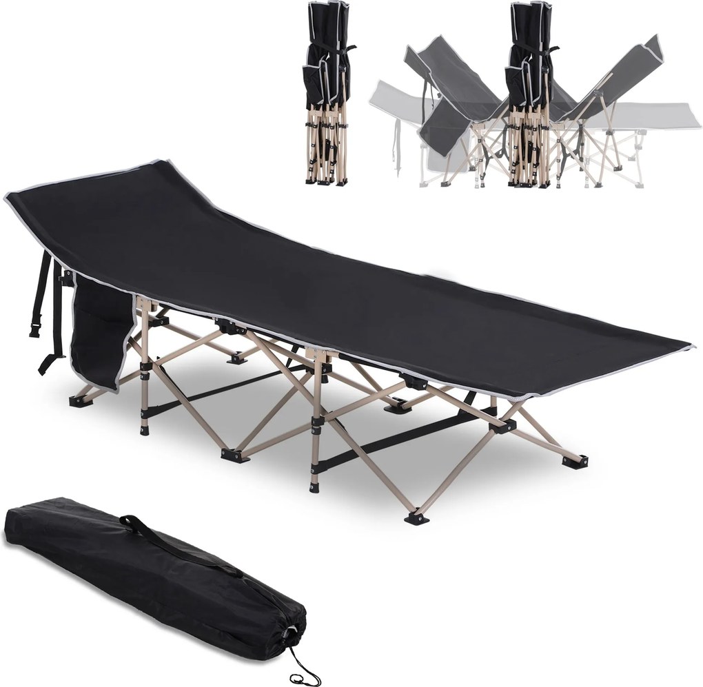 Skládací kempingová postel Outsunny s nosnou taškou 190 x 68 x 52 cm do 150 kg, postel pro hosty pro dospělé | Aosom