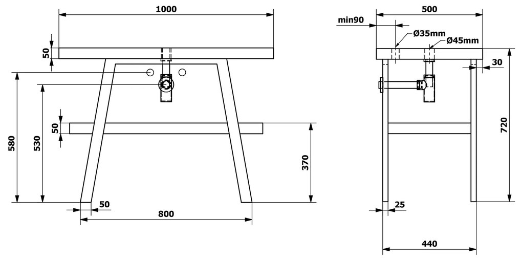 Sapho TWIGA umyvadlový stolek 100x72x50 cm, černá mat/dub Rover - VC442-100-4