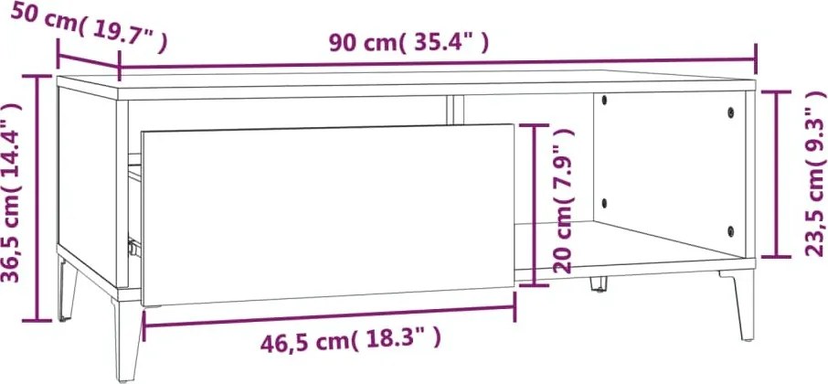 vidaXL Konferenční stolek 90x50x36,5 cm kompozitní dřevo [821059] Barva: Bílá