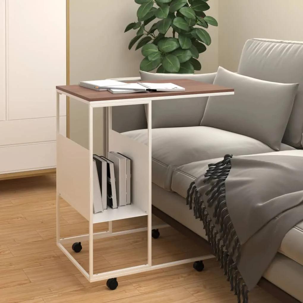 Odkládací stolek s kolečky bílý 55x36x63,5 cm kompozitní dřevo - Default Title