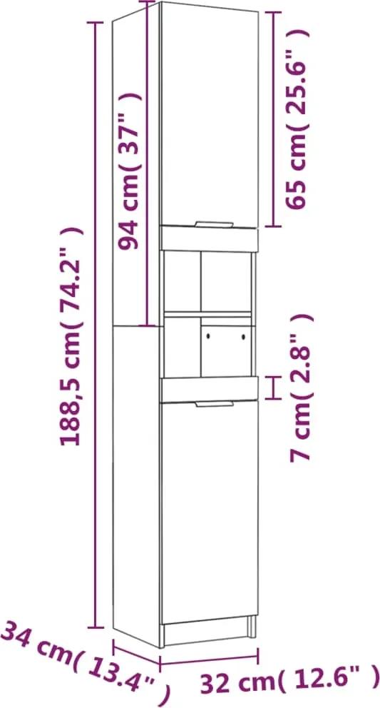 vidaXL Koupelnová skříňka 32x34x188,5 cm kompozitní dřevo [817071] Barva: Bílá