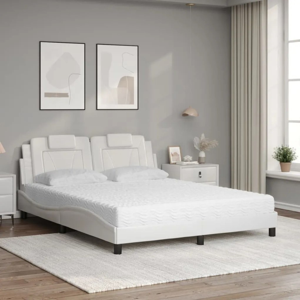 Postel Viana s matrací bílá 160 x 200 cm umělá kůže 3208804