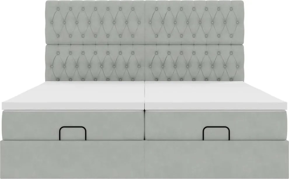 Osmanský rám postele s matracíes světle šedá 200x200cm samet 3313796