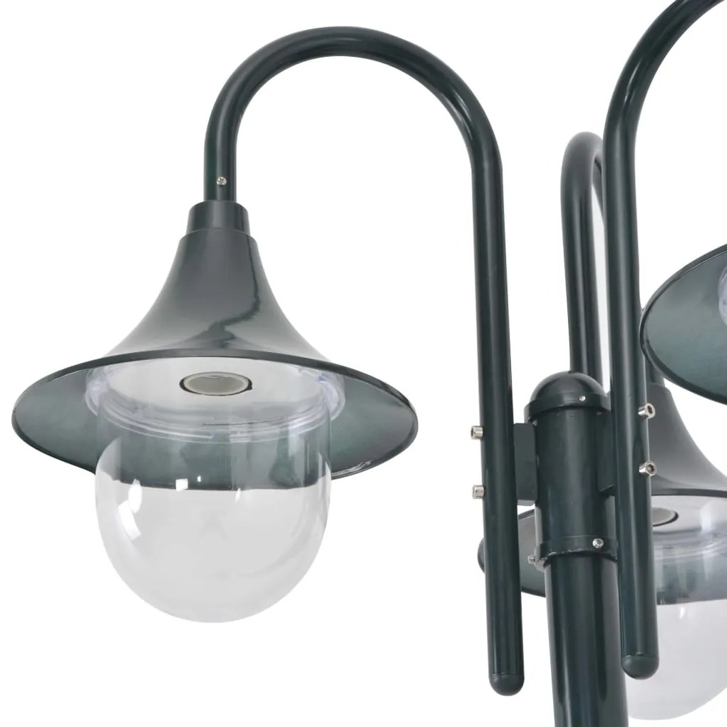 vidaXL Marketos Zahradní sloupová lampa 3 ramena E27 220 cm hliník tmavě zelená