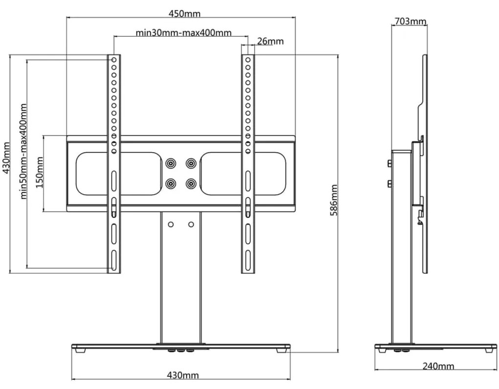 vidaXL Marketos Podstavec pod TV 26"–42" Max VESA 400 x 400 mm 30 kg