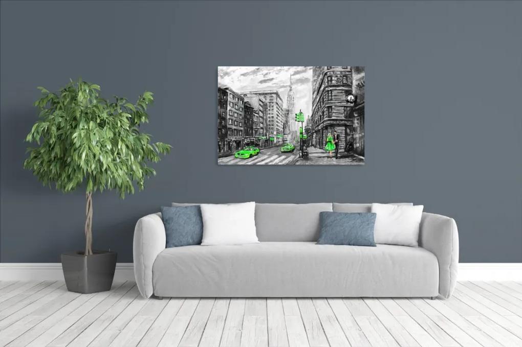 Obraz New York malovaný Green Velikost (šířka x výška): 90x60 cm