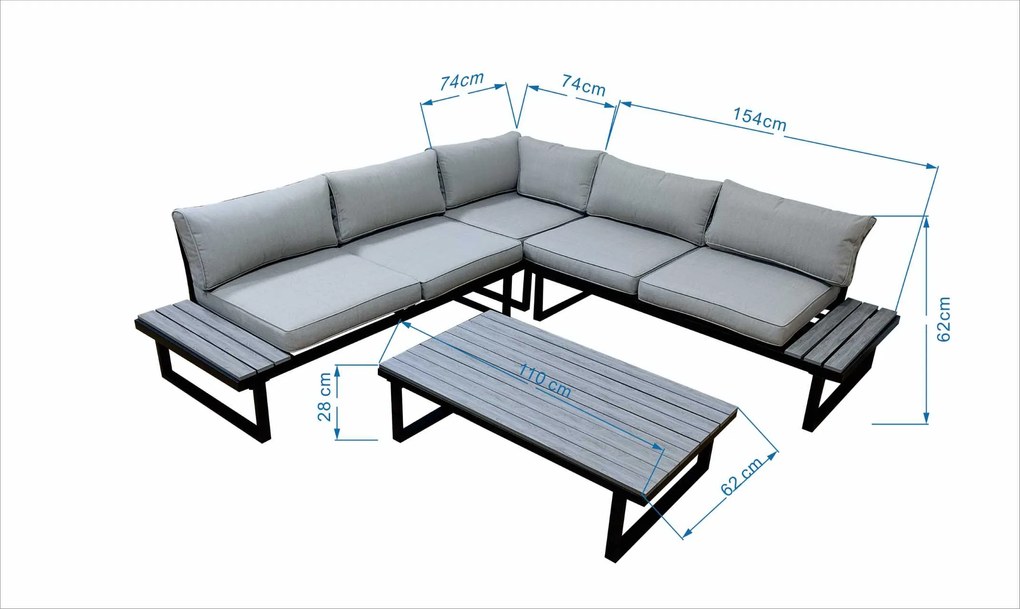 Rohová sada zahradního nábytku Houseland Valencia pro 5 osob