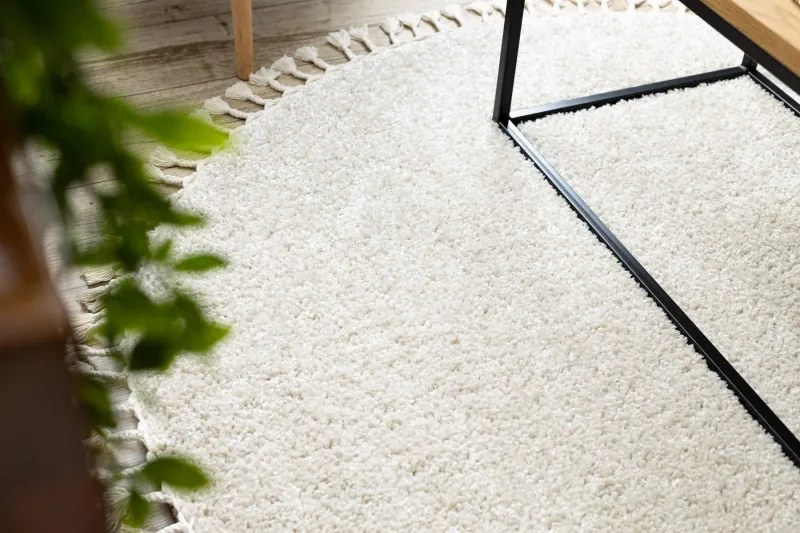 Dywany Łuszczów, Kusový koberec Berber 9000 cream kruh, 160x160 (průměr) kruh, bílá, ložnice