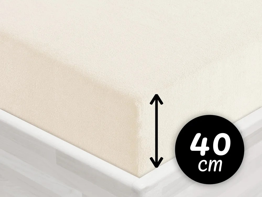 Froté napínací prostěradlo na extra vysokou matraci FR-002 Smetanové 200 x 200 - výška 40 cm