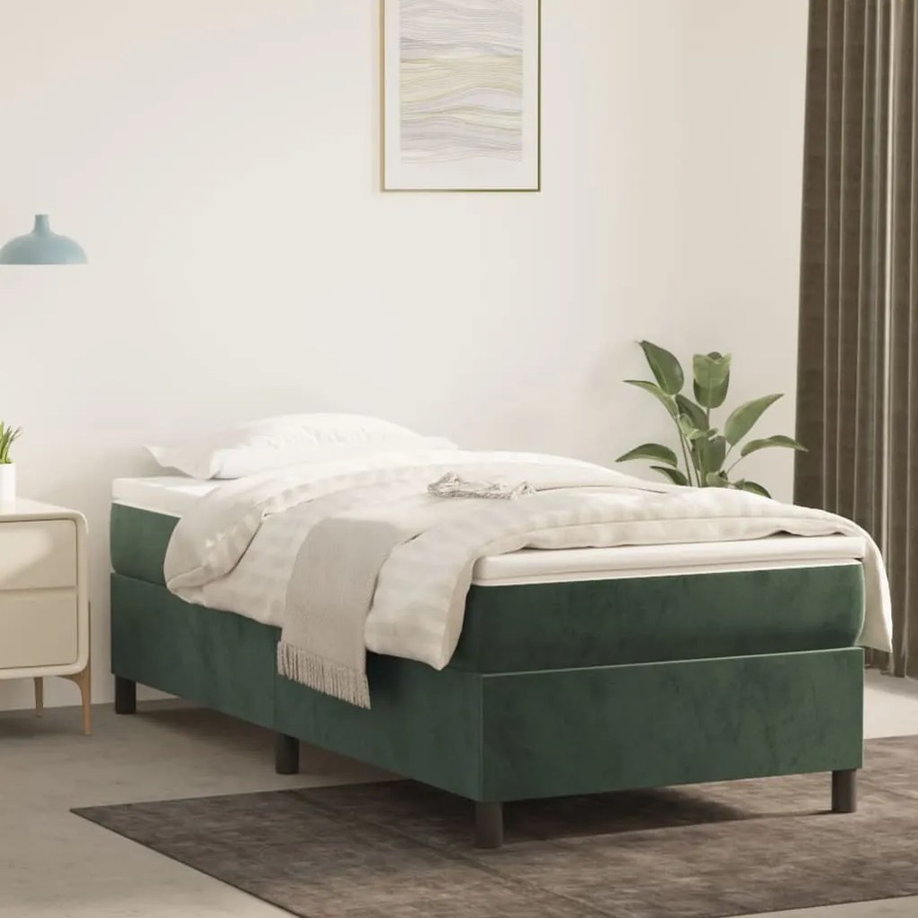 Box spring postel s matrací tmavě zelená 90x200 cm samet 3144660