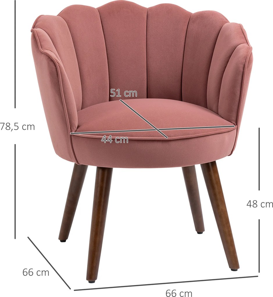 HOMCOM jídelní židle kuchyňská židle křeslo s opěradlem židle do obývacího pokoje polyester kaučukovník růžová 66 x 72 x 79 cm | Aosom