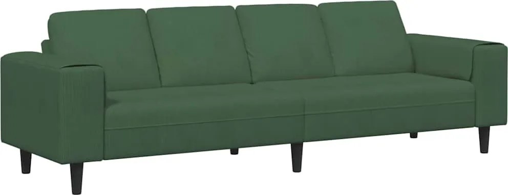 Pohovka Tmavě zelená 250 x 77 x 76 cm Žebrovaná látka 3335105