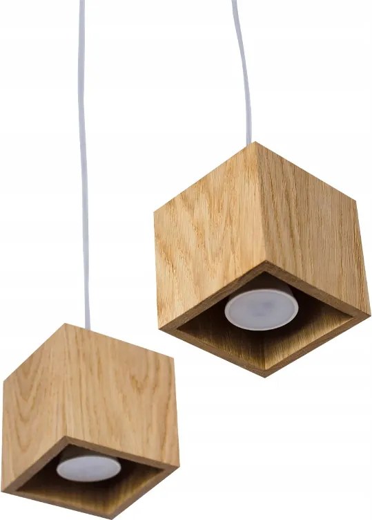 Závěsná stropní lampa 2 stínítka 10x10 CM Stropní dřevěná Loft 12W GU10