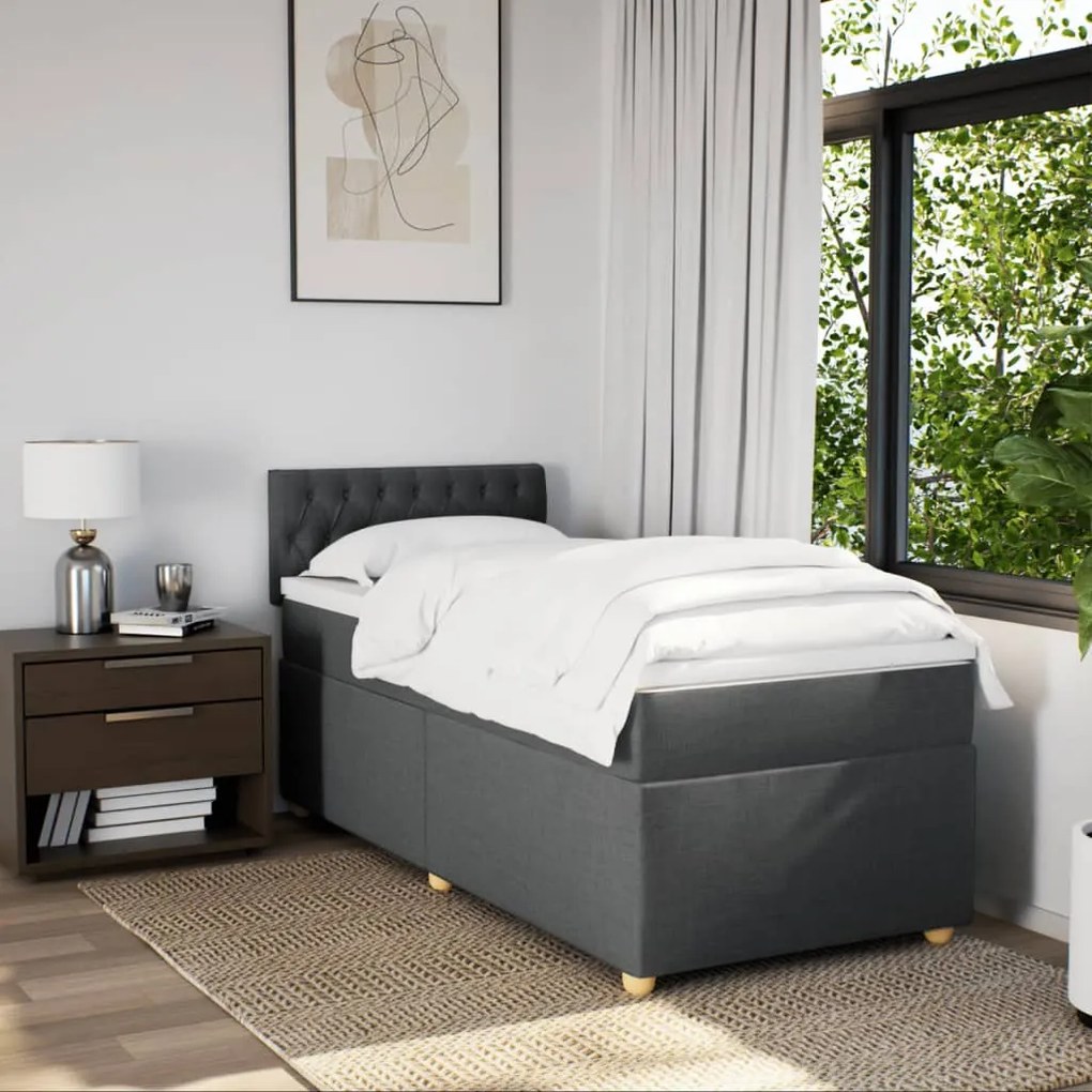 Box spring postel s matrací tmavě šedá 100 x 200 cm textil 3286599
