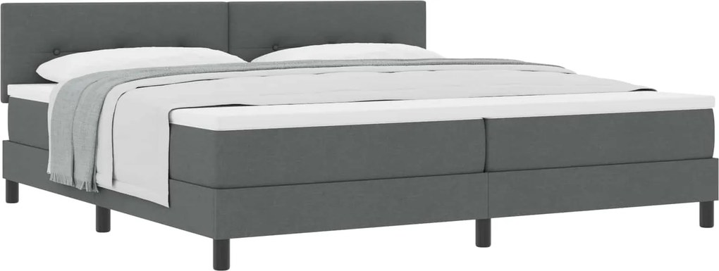 Postel s boxspringem s čelo Tmavě šedá 200 x 200 cm textil 3338714