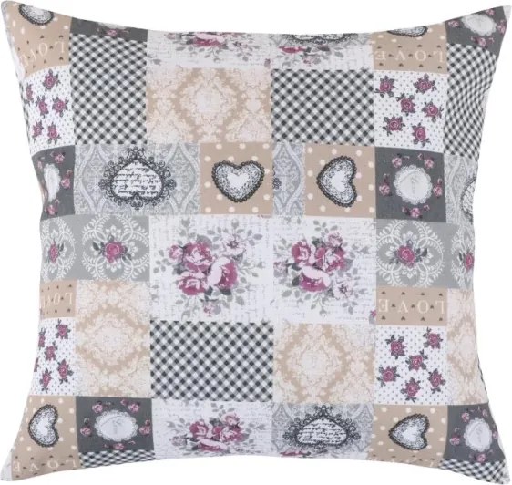 Bellatex Polštářek DITA 45x45 cm Patchwork Šedá,Béžová,Vínová