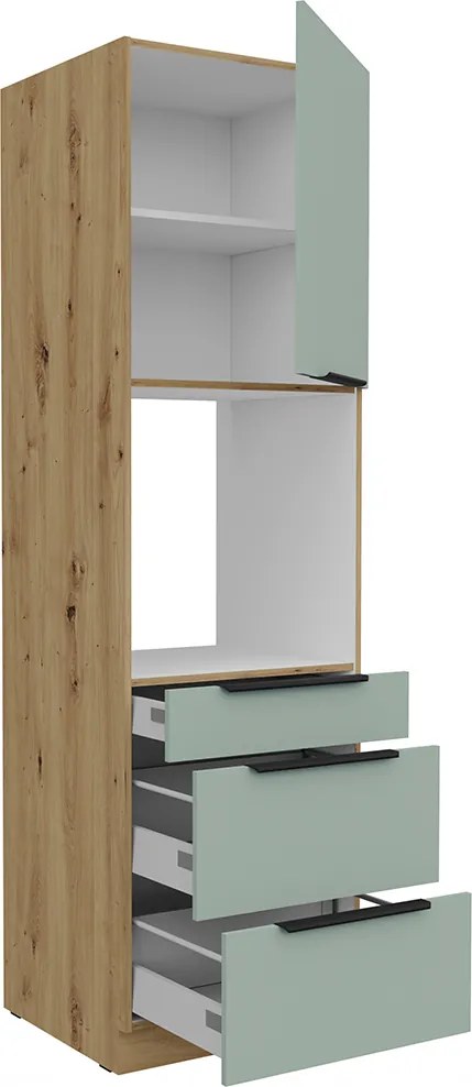 ARIA st | vysoká skříňka 60 DPS-210 3S1F na vestavnou troubu | PREMIUM BOX | 60 cm | ANTI FINGERPRINT povrch | artisan/aquamarine