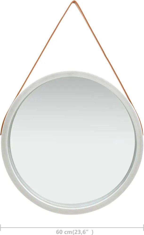 Nástěnné zrcadlo s popruhem 60 cm stříbrné 320370
