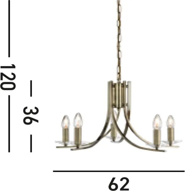 Searchlight 4165-5AB Závěsný pětiramenný lustr ASCONA PATINA