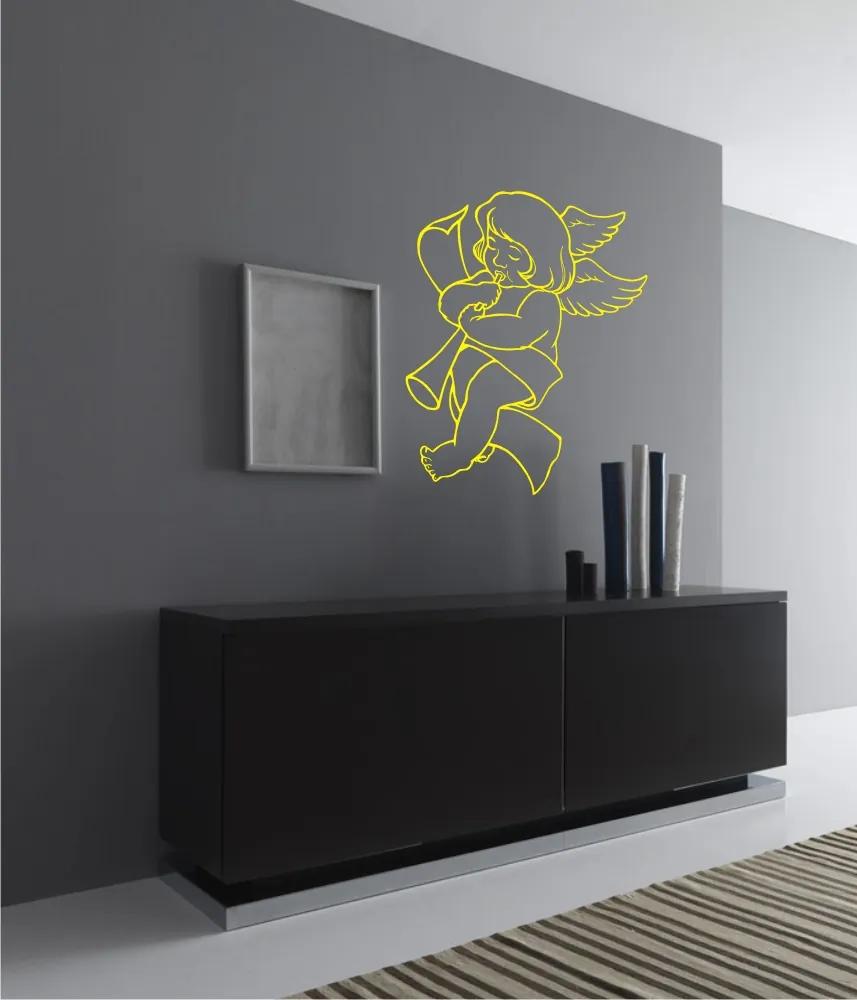 WALLVINIL Samolepky na zeď - Andělíček Barva: Černá, Velikost: 20x28 cm, Pravá / Levá: Levá (dekorace směřuje/dívá se doleva)