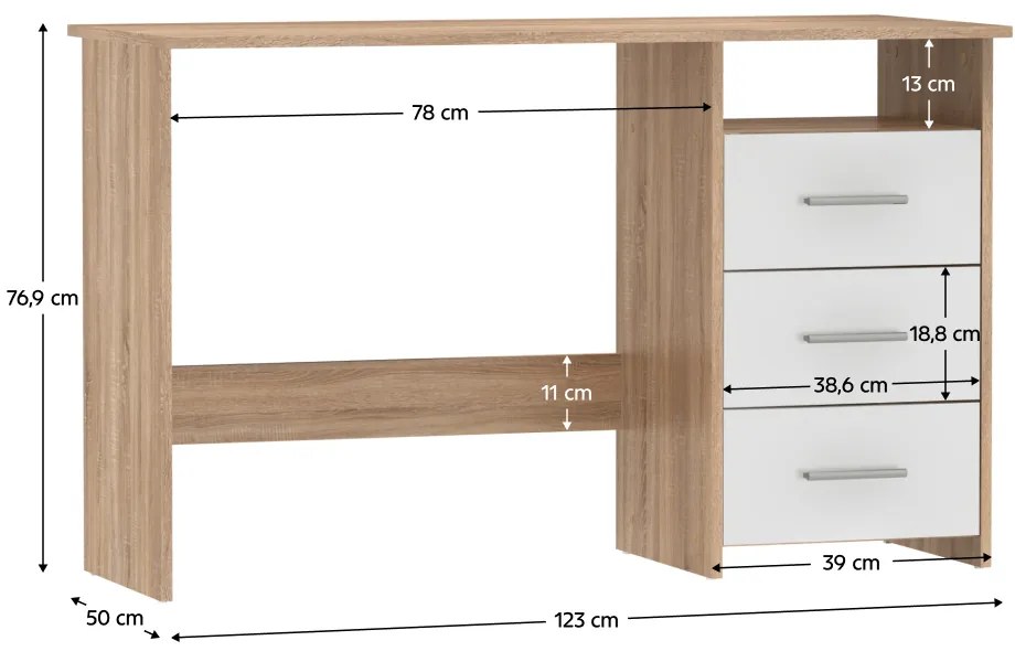 Kondela PC stůl, dub sonoma/bílá, LARISTOTE NEW