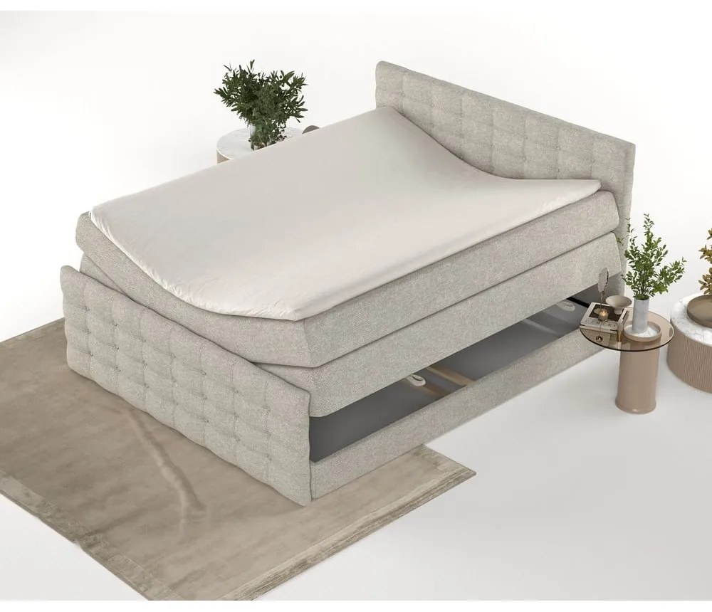 Béžová boxspring postel s úložným prostorem 200x200 cm Blend – Maison de Rêve