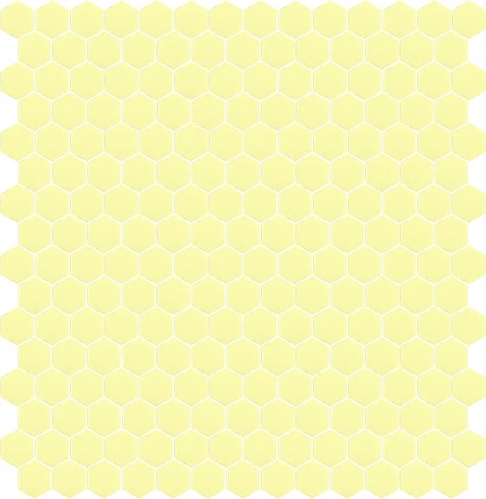 Hisbalit Obklad skleněná žlutá Mozaika 303B MAT hexagony  hexagony 2,3x2,6 (33,33x33,33) cm - HEX303BMH