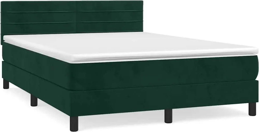 Box spring postel s matrací tmavě zelená 140x200 cm samet 3141368