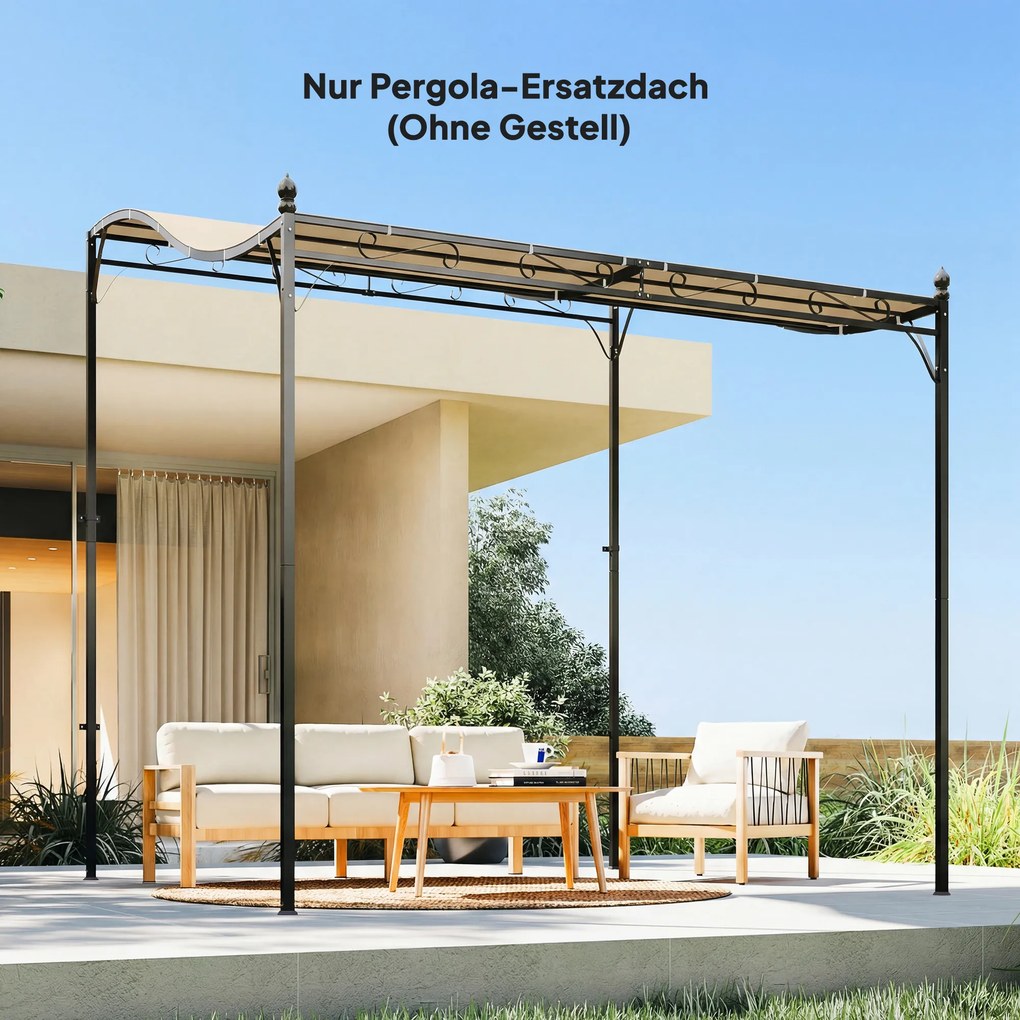 Outsunny náhradní střecha na pergolu, 298 × 293 cm – sluneční clona pro pergolu 3 × 3 m, krémově bílá