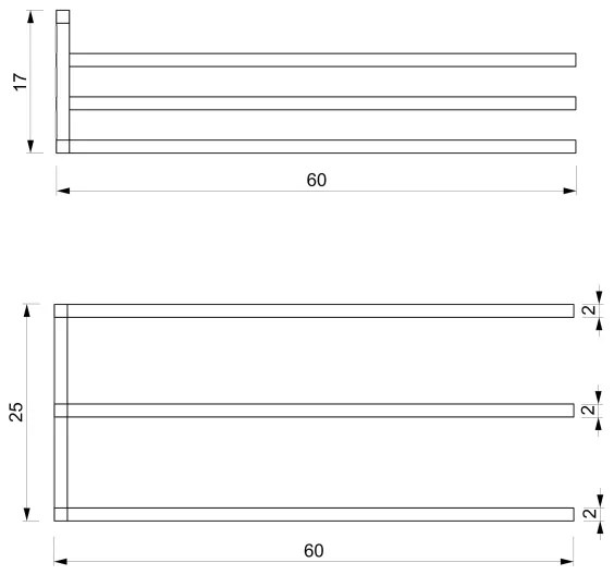 Nástěnný věšák na ručníky 25x60 cm bílá