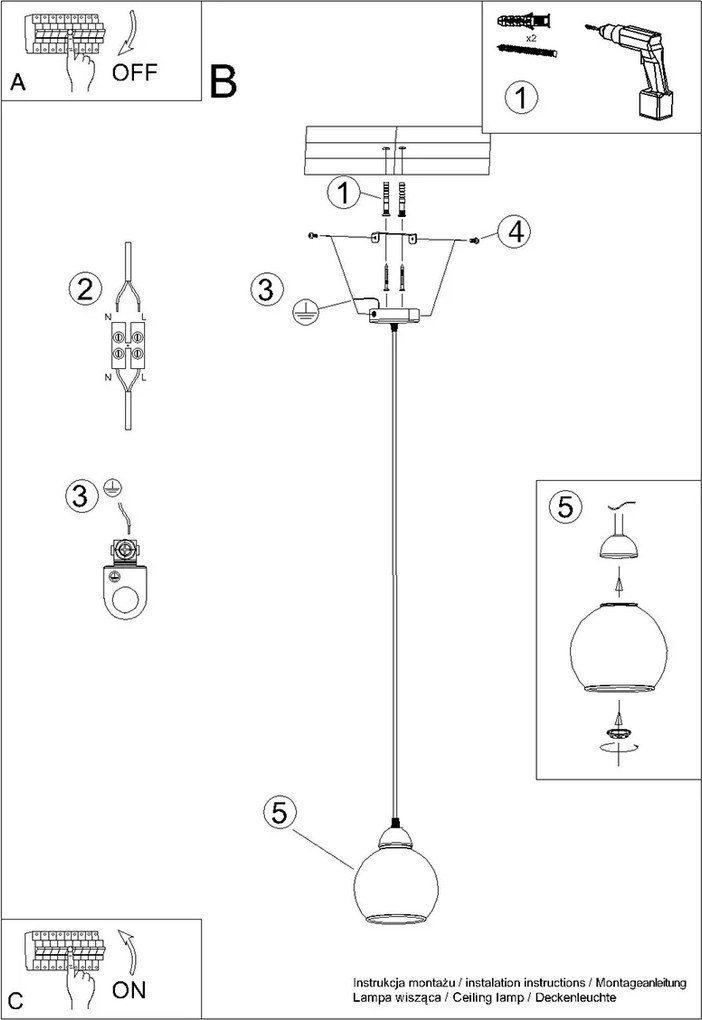 Sollux Lighting Závěsné svítidlo ALINO 1 černé