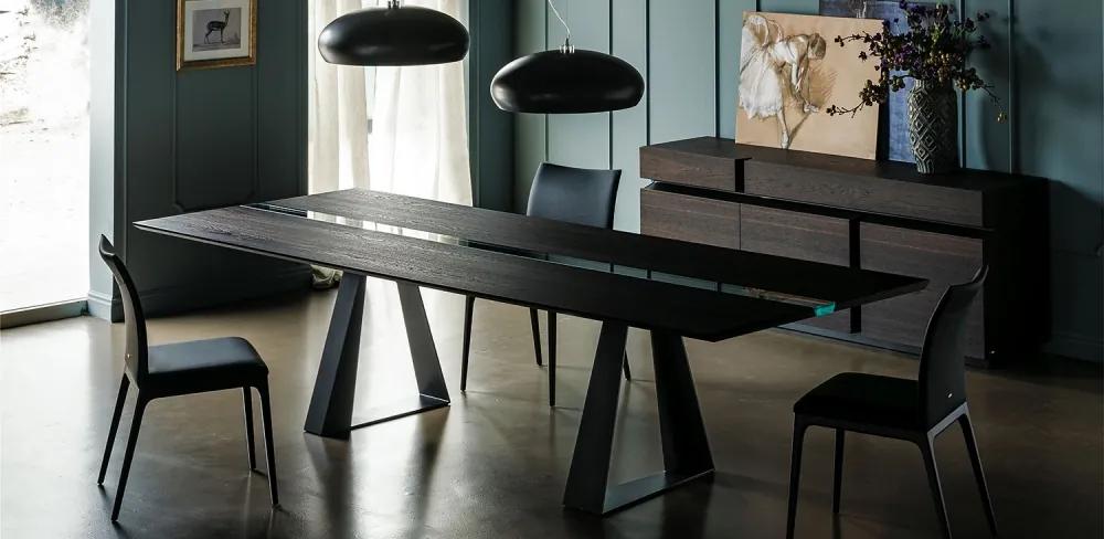 Jídelní stůl River černý/pálený dub, Cattelan Italia - Velikost A - Velikost B