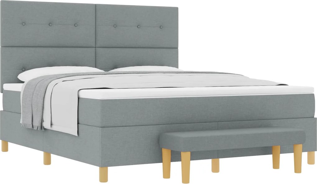 Postel s boxspringem s čelo Světle šedá 200 x 180 cm textil 3344317