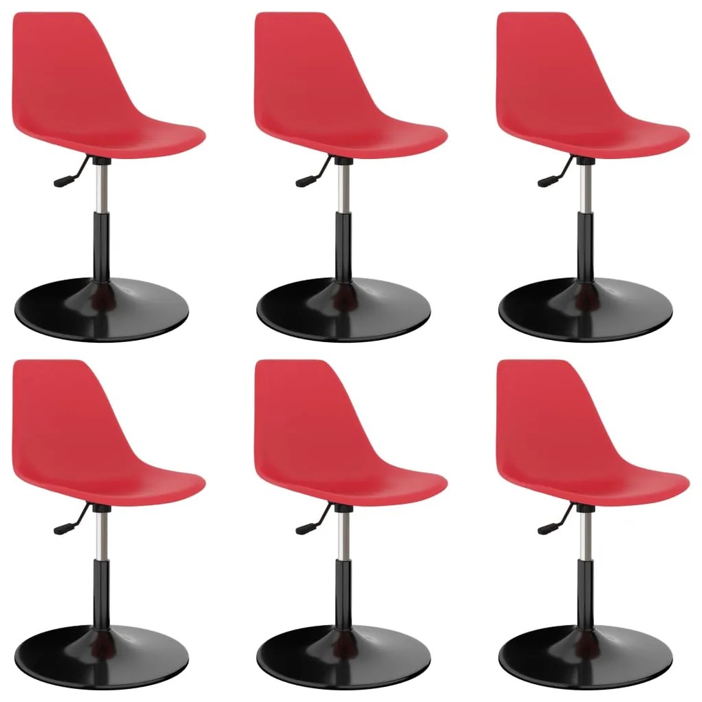 3059391 vidaXL Otočné jídelní židle 6 ks červené PP