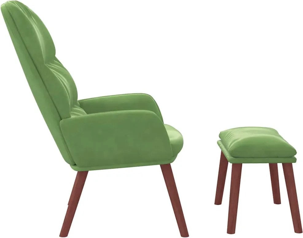 Relaxační křeslo s podnožkou světle zelené samet 3315119