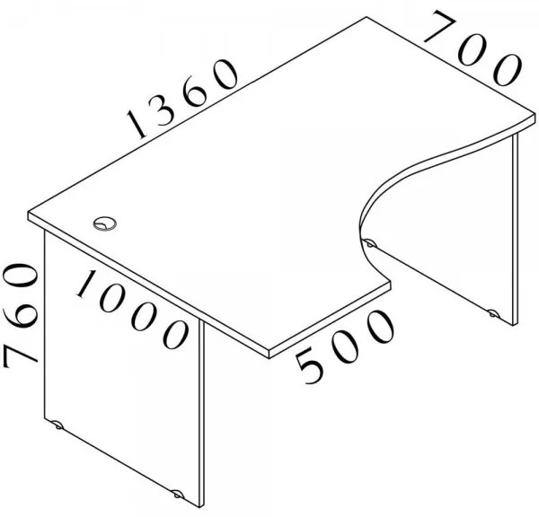 Rohový stůl Visio LUX 136 x 100 cm, levý