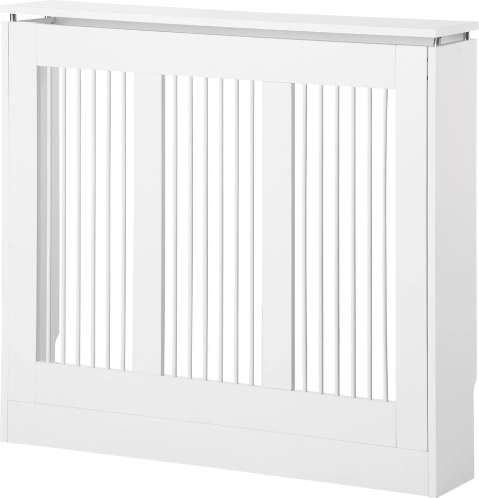 HOMCOM Bílý Kryt Radiátoru 90x18x84 cm MDF Moderní Design Vertikální Regál na Radiátor do Obývacího Pokoje a Ložnice