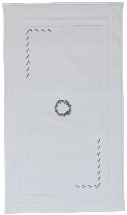 Koupelnová předložka SEHZADE 50x90 cm Bílá / stříbrná výšivka