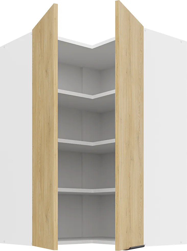 CREMONA bc | horní kuchyňská skříňka 60x60 GN-90 2F (90°) rohová s policemi | VYSOKÁ | 60x60 cm | bílá/cremona